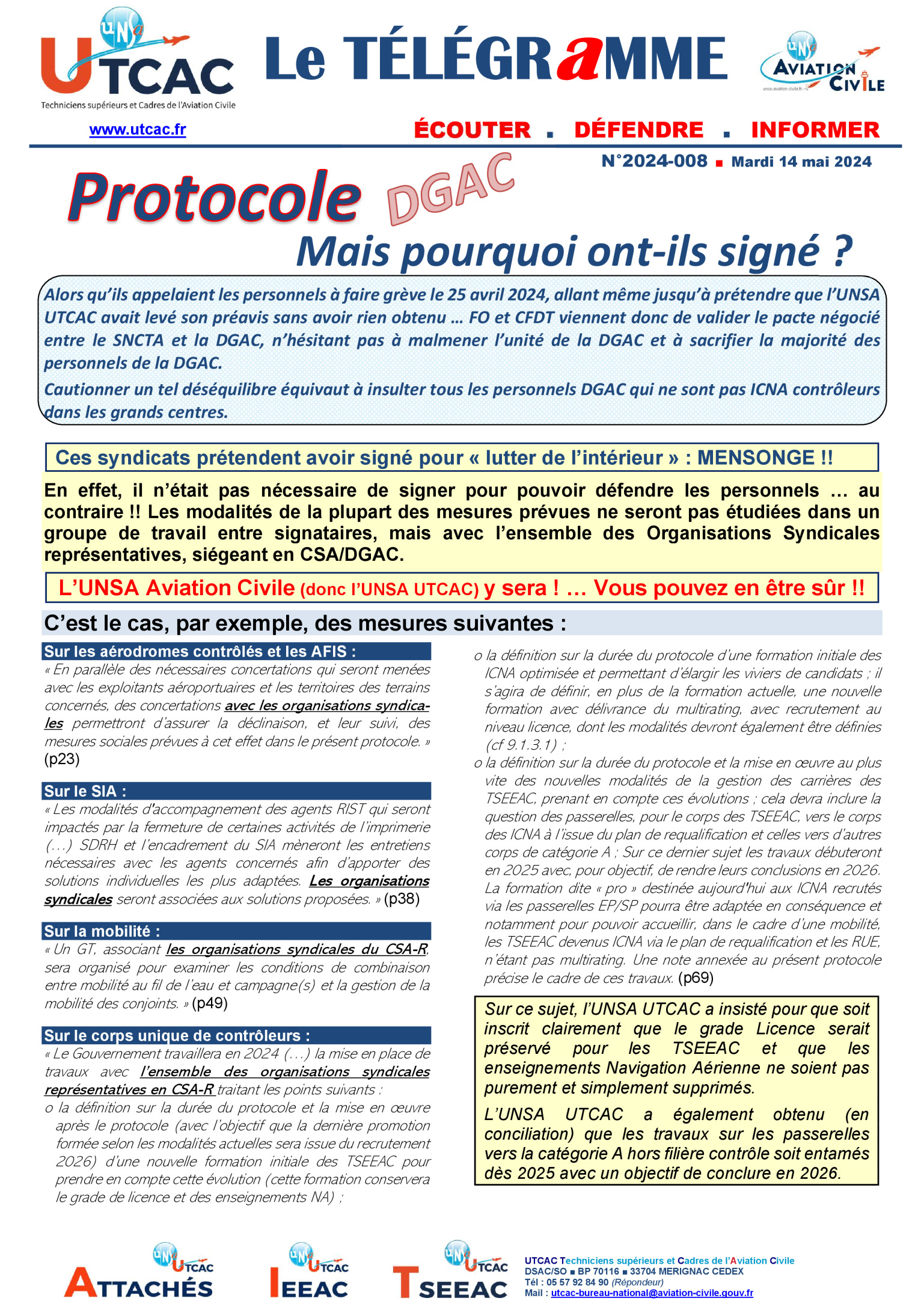 Protocole DGAC : Mais pourquoi ont-ils signé ? – UNSA-UTCAC