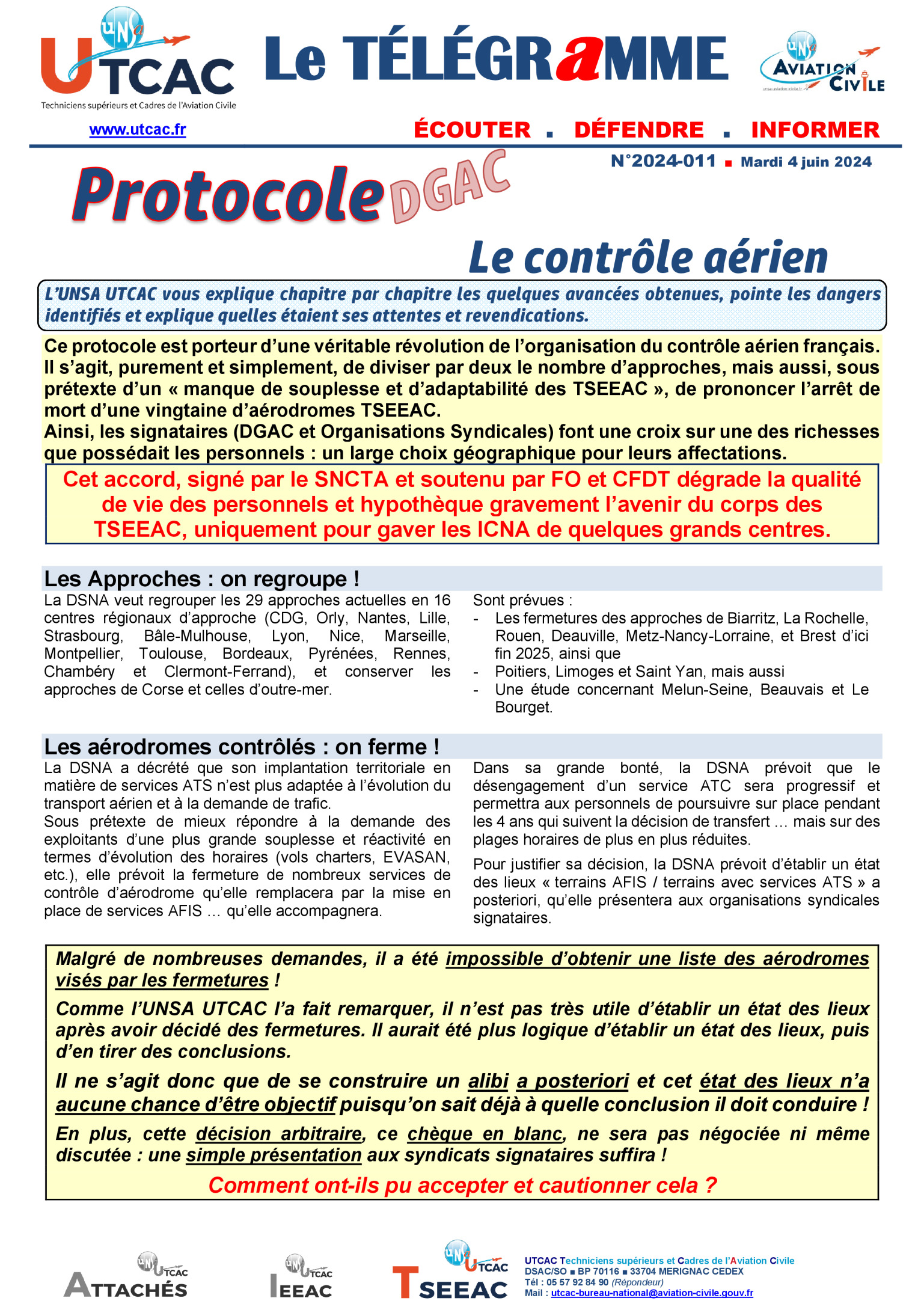 Protocole DGAC : Le contrôle aérien – UNSA-UTCAC